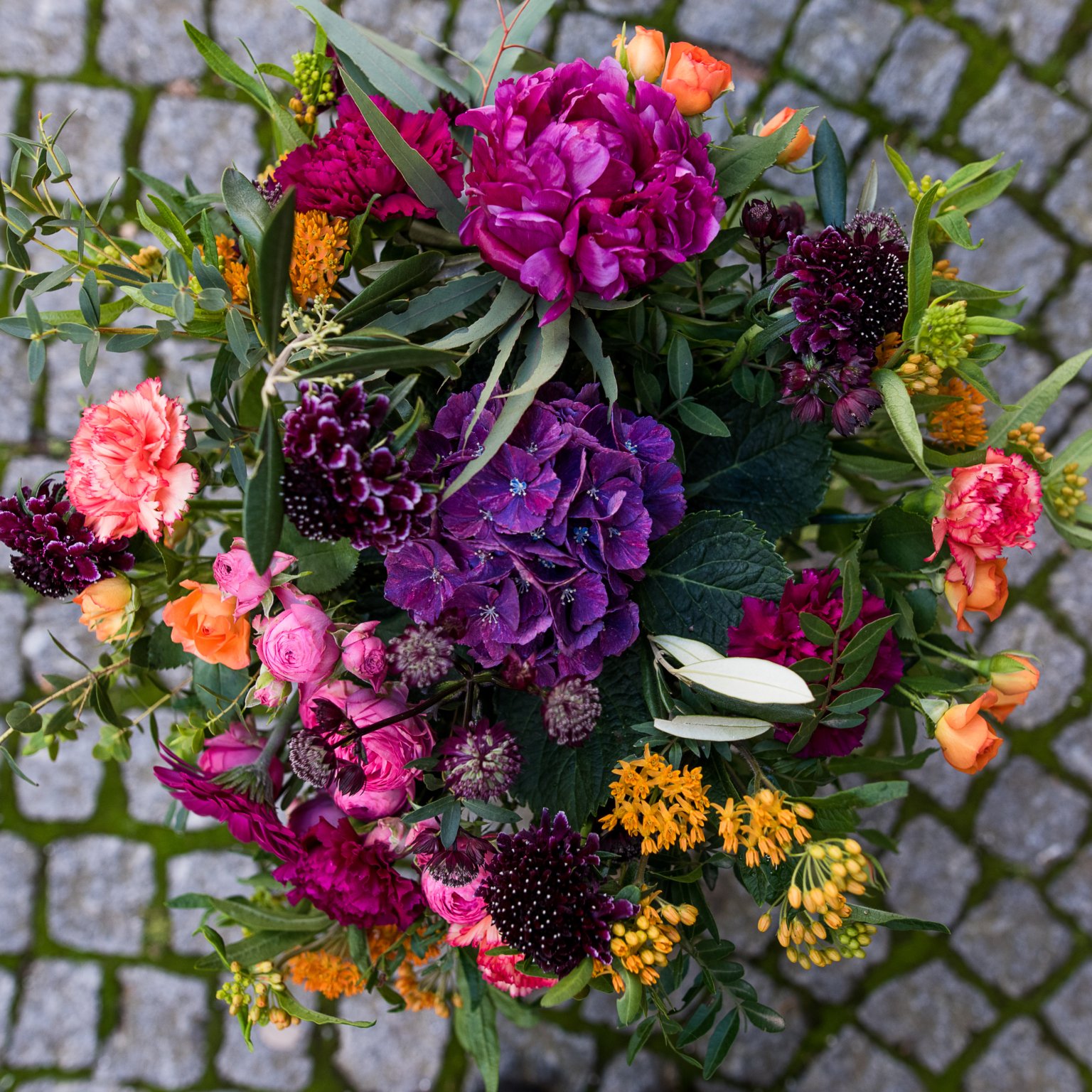 Bouquet de Saison Prune, Fuschia et Orange | Côté Naturel